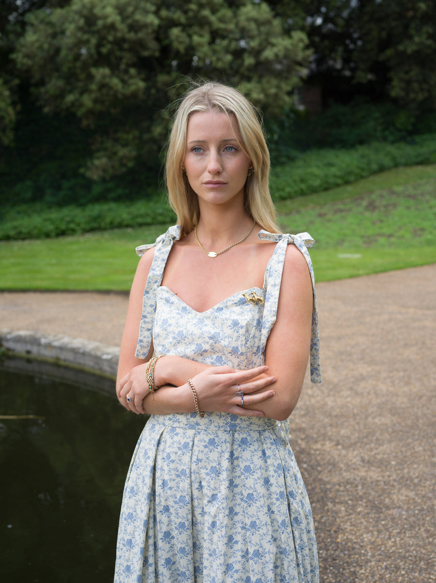 Flora Gibbs in Floral blue sweetheart maxi (detaching into a midi ...